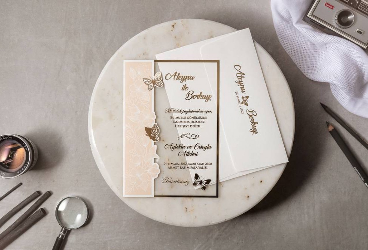 Butterfly Clear Acrylic Wedding Invitation